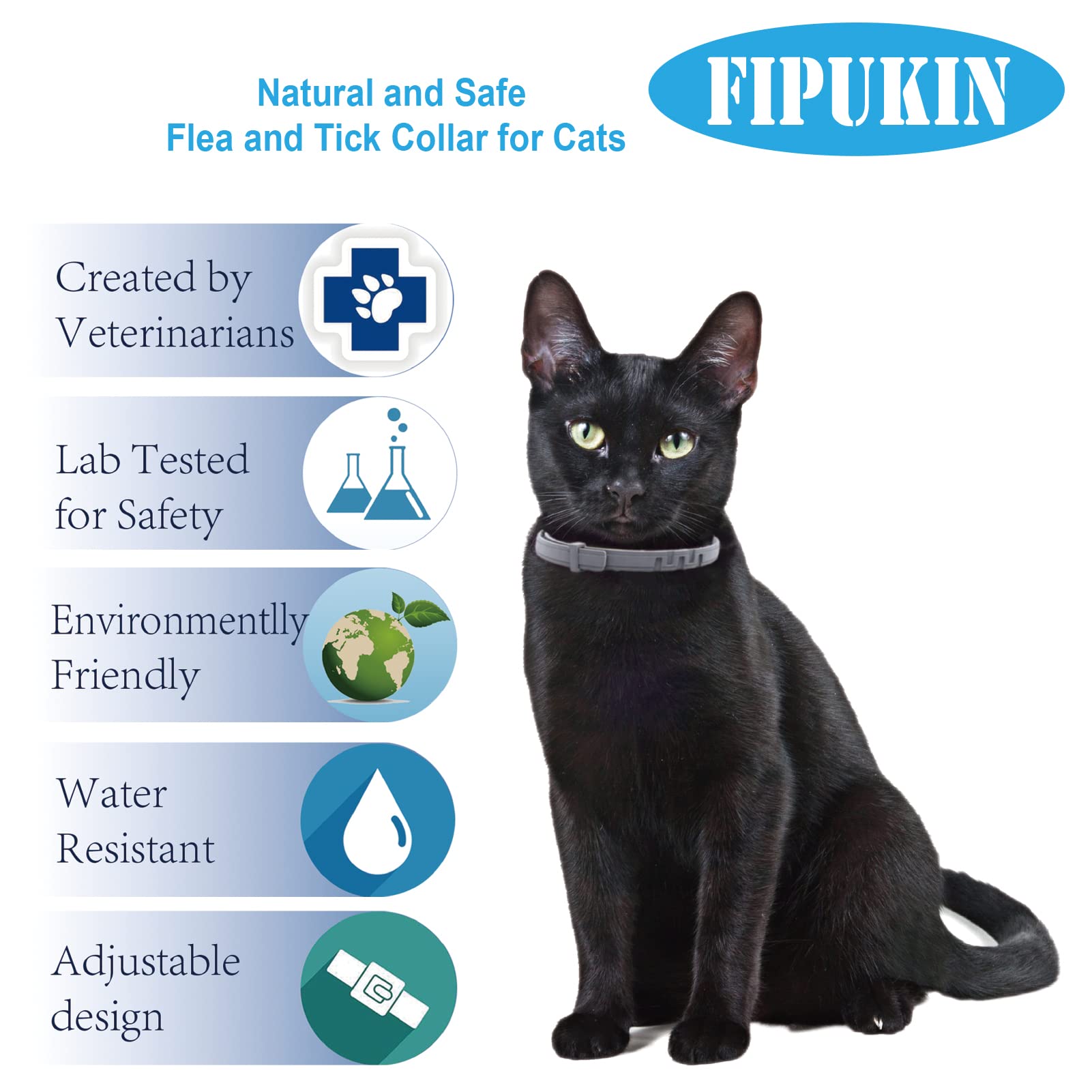 Natural Ingredients Flea Collar for Cats, Safe and Effective Flea and Tick Repellent, Waterproof, 8 Months Protection Each, Free Comb and Tick Scoop, One Size Fits All, 13.8 inch, 4-Pack