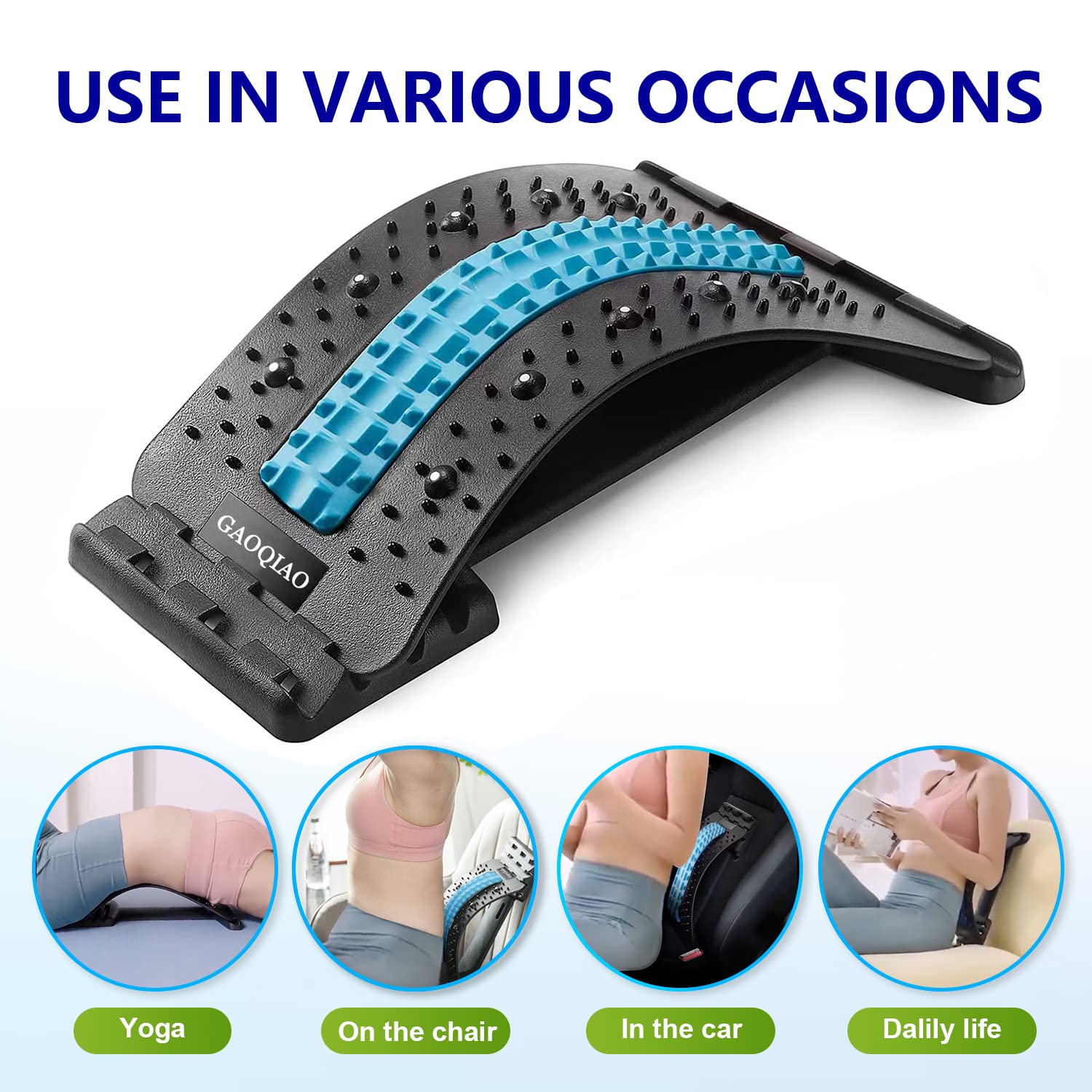 GAOQIAO Back Stretcher, Lumbar Back Cracker Board Pain Relief Device, Multi-Level Lumbar Back Massager, Pain Relief for Herniated Disc, Sciatica, Scoliosis, Lower and Upper Lumbar Support Stretcher