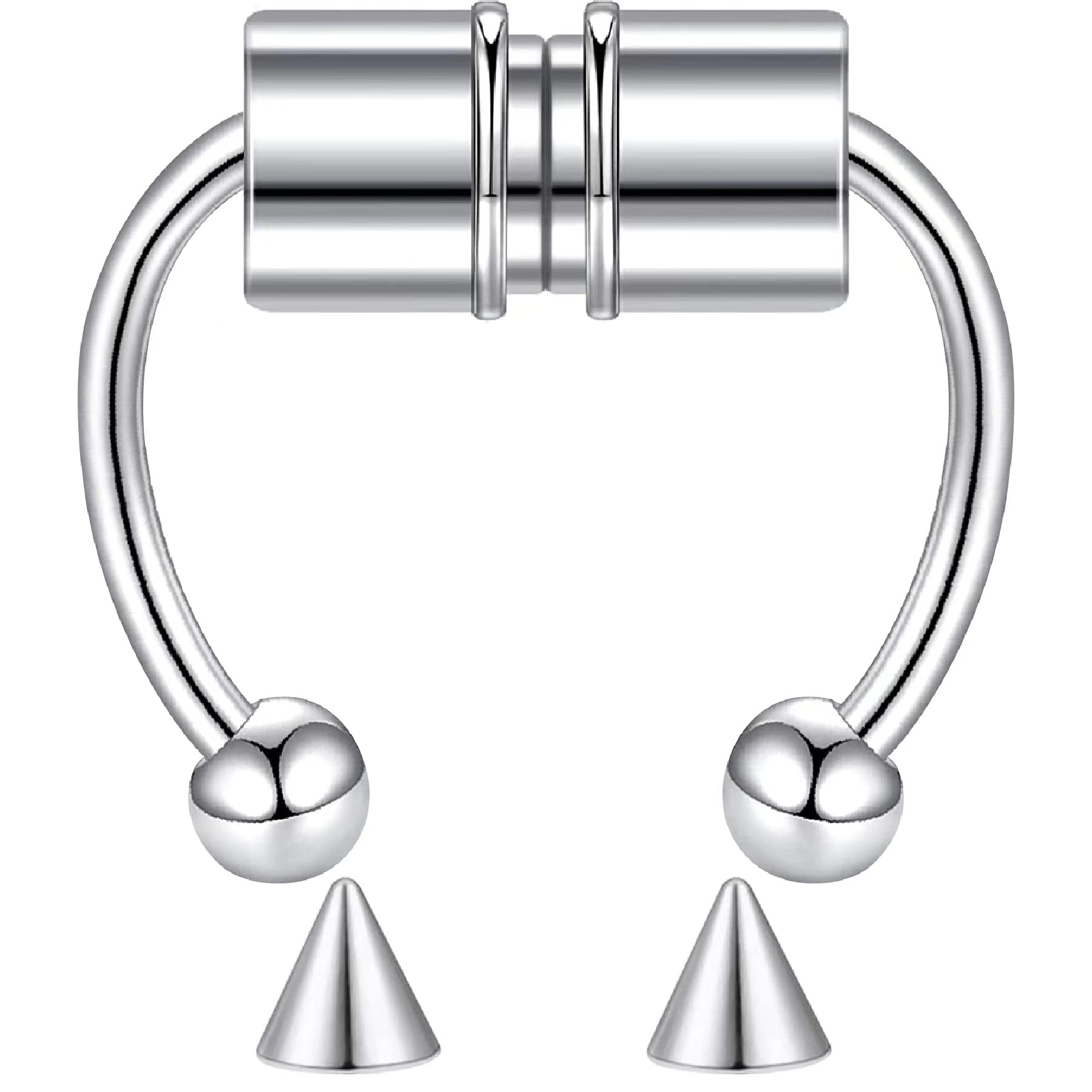 EASYGNAL Nose Hoop Ring Magnetic Septum Clip On Horseshoe Stainless Steel Faux Fake Non-Pierced