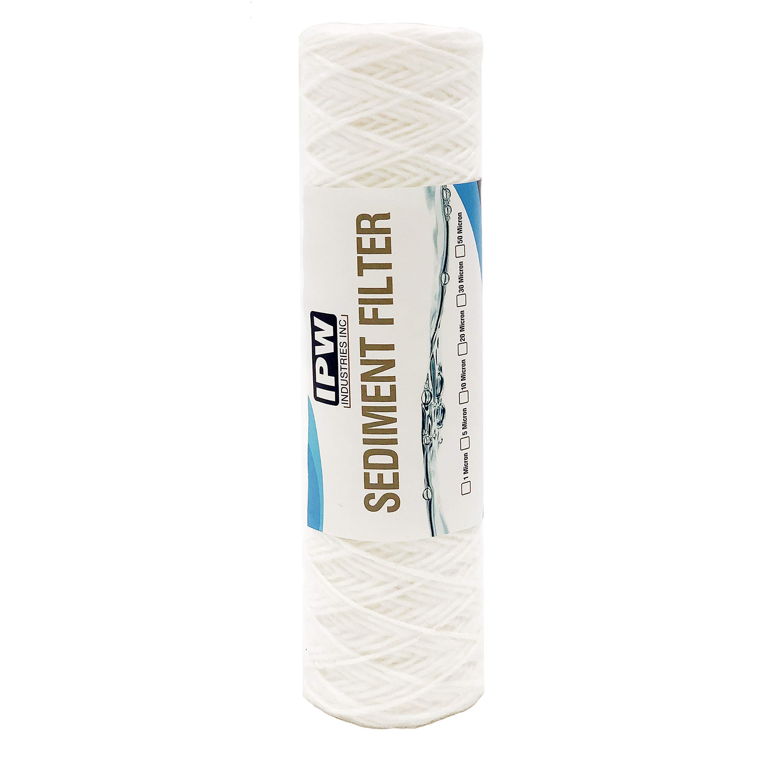 IPW Industries Inc. 30 Micron String Wound Water Filter for Universal Whole House Replacement Cartridge Sediment Filters for Well Water 10" x 2.5" - 6 Pack