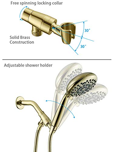 G-Promise Handheld Shower Head High Pressure 6 Spray Settings, Detachable Hand Held Showerhead 4.9" Face with Extra Long Flexible Hose and Metal Adjustable Bracket