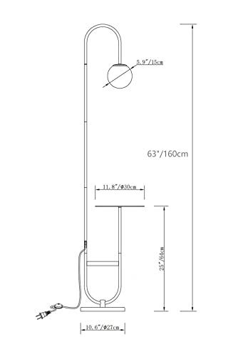 Michideco Floor Lamp with Shelf, Functional Bedside Lamp with Marble Table for Bedroom, Living Room or Office (with Mable Table)