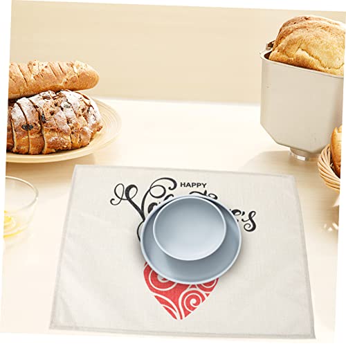 STOBOK 4pcs Valentine's Day Placemat Linen Placemats Embroidered Table Runner Table Placemats Burlap Kitchen Placemats Jute Placemats Linen Table Runner Household Placemat Dinnerware Mat