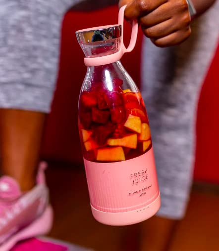 Fresh Juice Portable Blender Smoothie Personal Size Blender, Portable Blender, Battery Powered USB Blender (Pink)