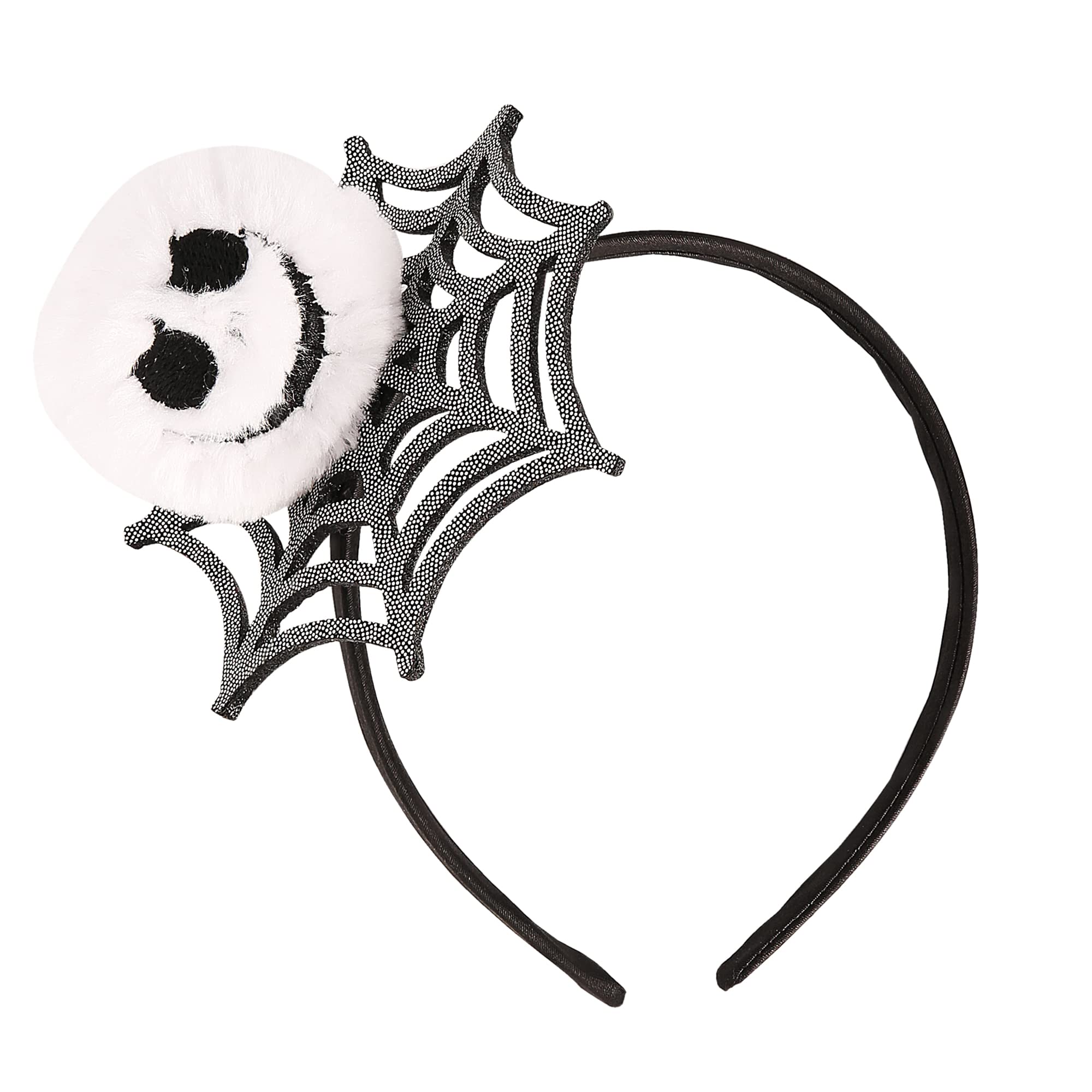 Disney The Nightmare Before Christmas Headband for Women - Black Batwings Headband with Striped Bow and Jack Skellington Charm