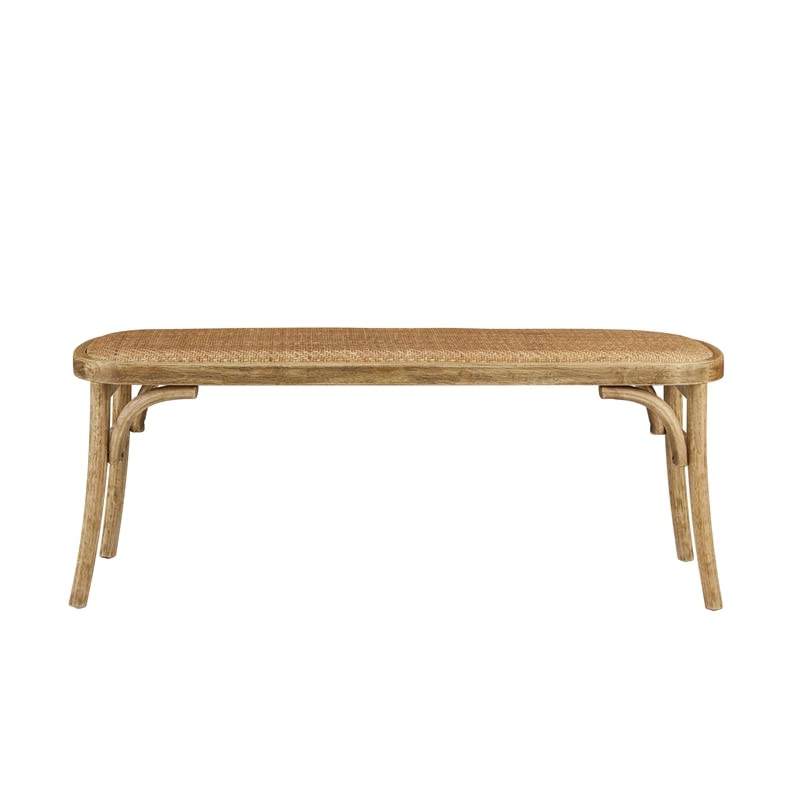Linon Dallas Wood and Rattan Bentwood Bench in Brown