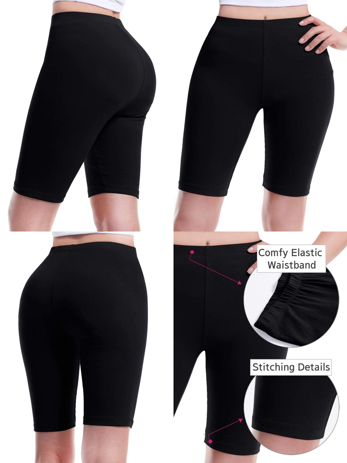 Design by Olivia Women's Basic Solid Active Yoga Biker Shorts 3PACK - Black/H.Charcoal/H.Grey M