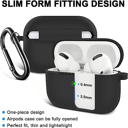 Linsaner AirPods Pro Case Cover with Keychain, Full Protective Silicone Skin Accessories for Women Men Girl with Apple AirPods Pro Case,Front LED Visible,Black