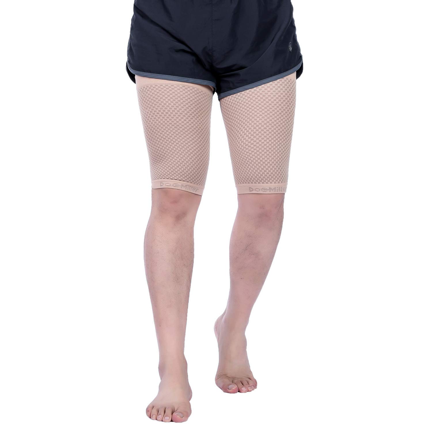 Doc Miller Thigh Compression Sleeve for Men Women 1 Pair β Quad & Thigh Compression Wrap - Braces for Thigh Pain Muscle Recovery - Hamstring Compression Sleeve Silicone Band - 1 Pair