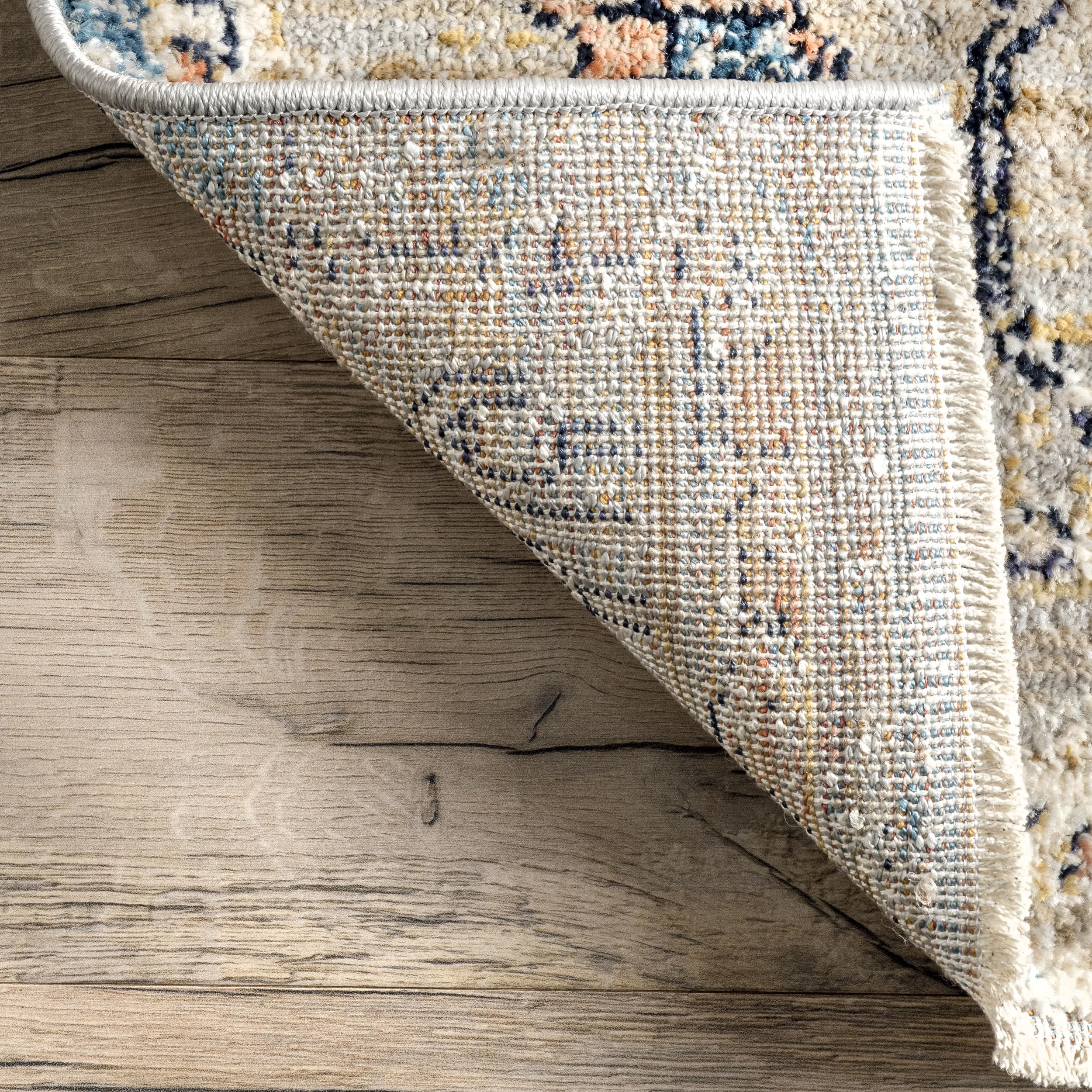 nuLOOM Marley Traditional Medallion Fringe Area Rug, 4' x 6', Beige, Rectangular, 0.3" Thick