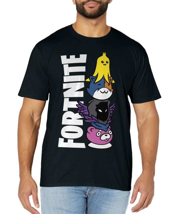 Fortnite Black Classic Fit Crew Neck T-Shirt - Adult Polyester & Cotton Short Sleeve