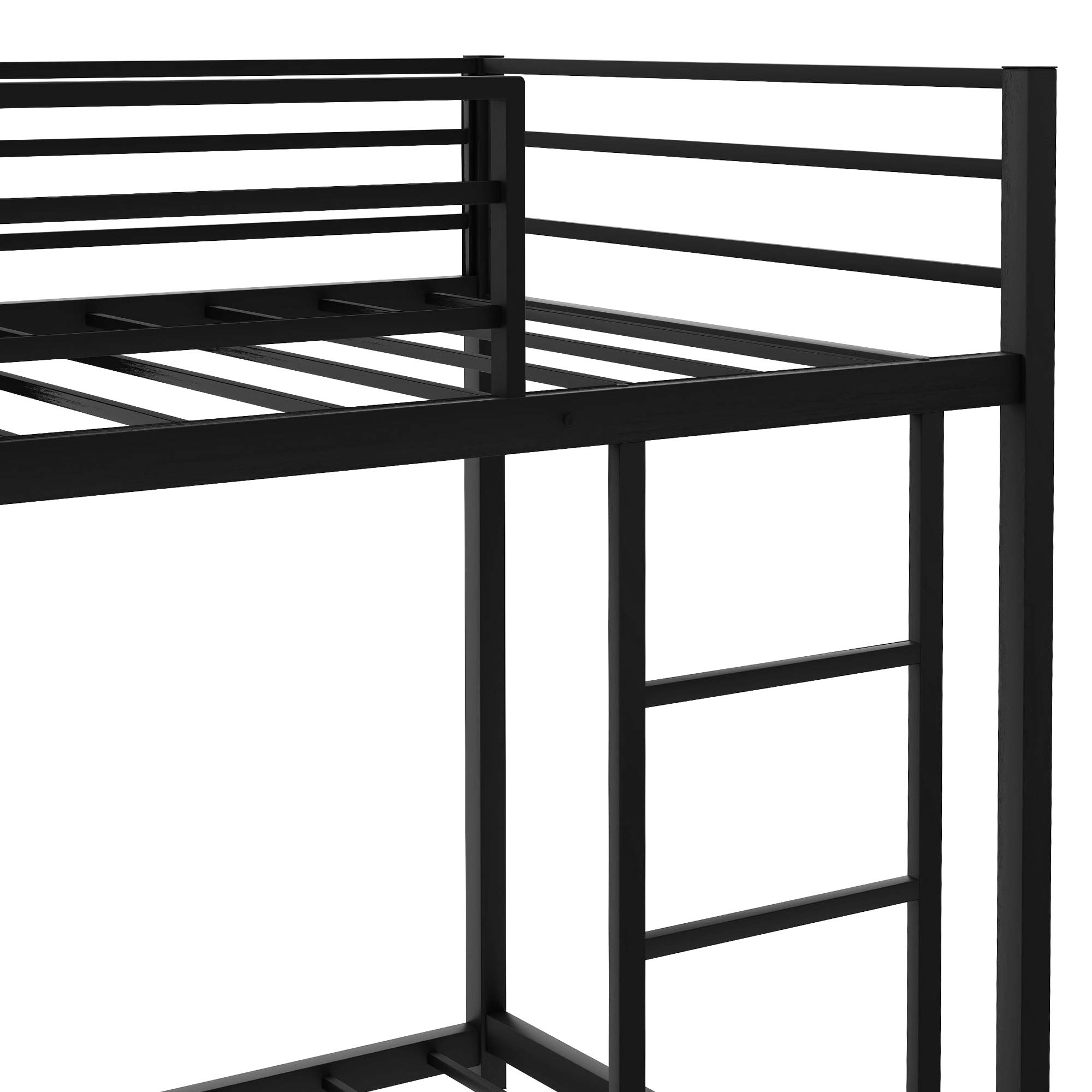 Twin Over Twin Metal Bunk Bed, Low Bunk Bed with Ladder for Kids,Toddlers,Teens,No Box Spring Needed, Black