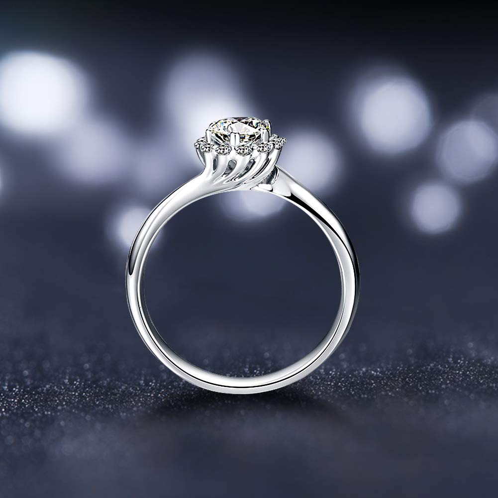 ELFRONT Personalized Moissanite Engagement Ring for Women Wedding Ring with Engraved Name Gold Anniversary Ring Band (Silver, 14K Solid Gold)