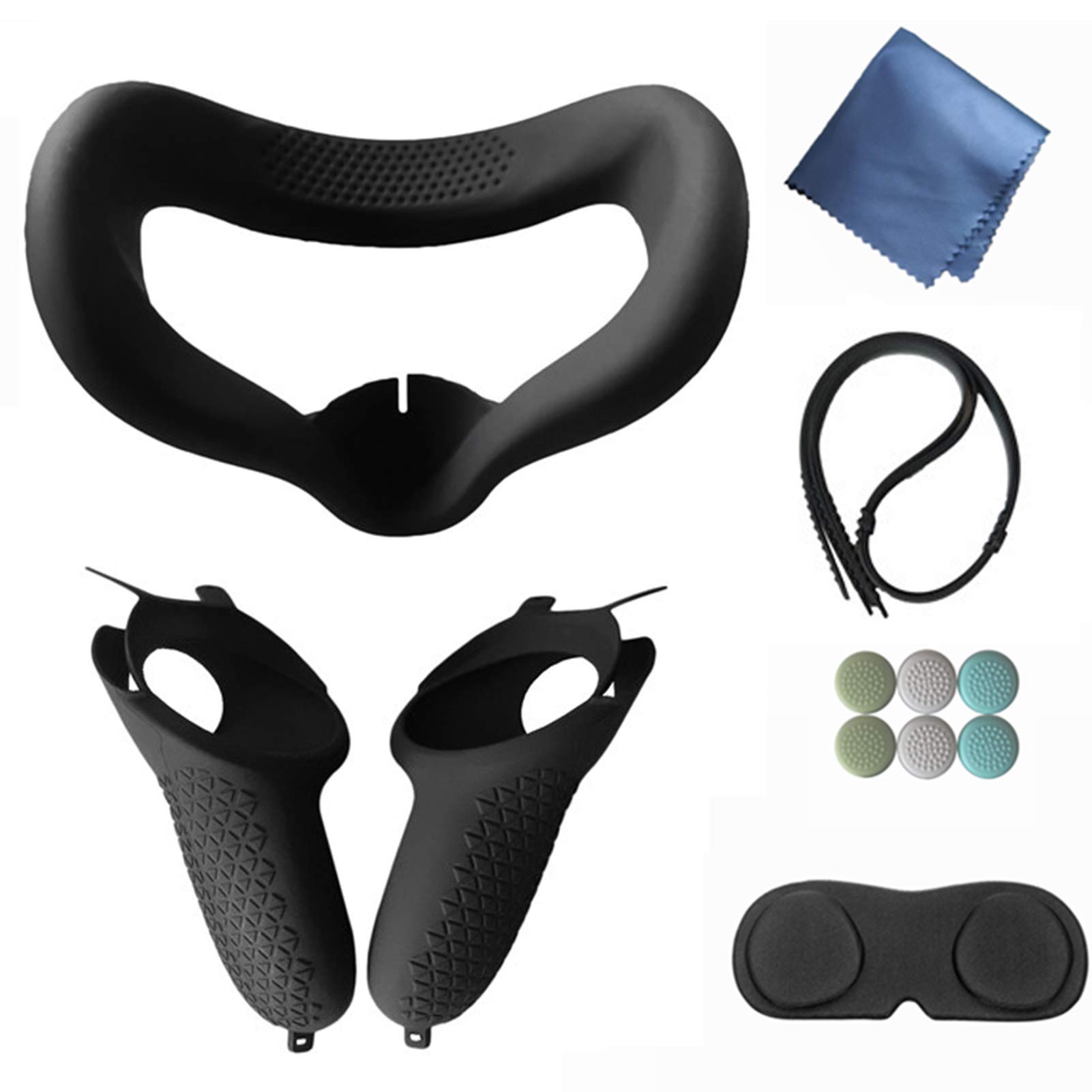 Elie&Eason Quest Vr Cover Set,Cover Set for Oculus Quest 2,Touch Controller Grip Cover,Quest Lens Cover,Lens Protect Cover for Oculus Quest 2,Anti-Throw Sweatproof Handle Protective Sleeve