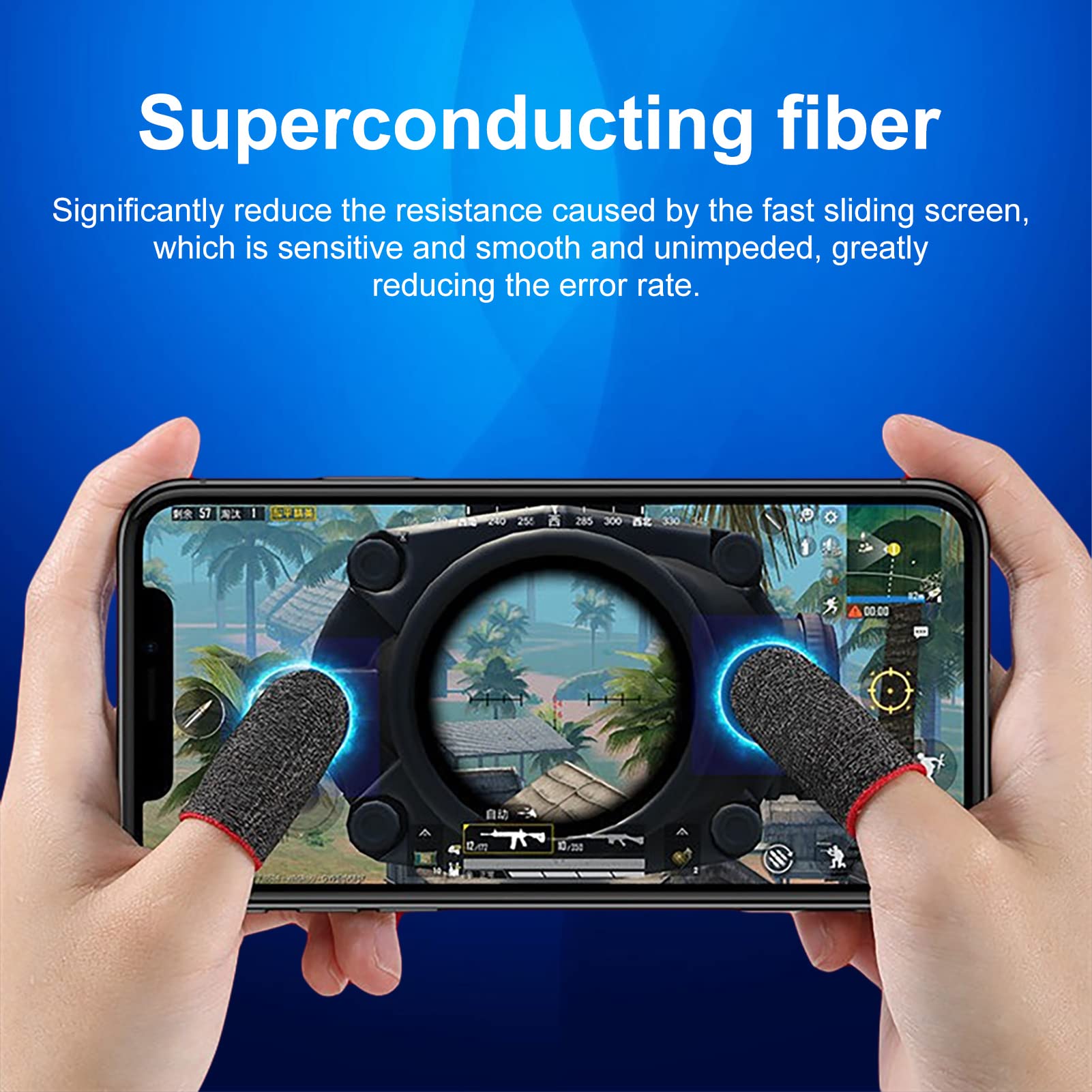 Gaweb Gaming Finger Covers Sweat Proof Breathable 0.98MM Thin Mobile Game Controller Fingertips Sleeves Thumb Gloves Red A