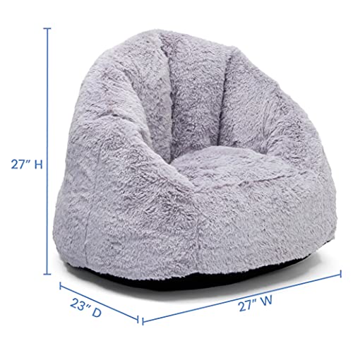 Delta Children Cozee Fluffy Chair, Kid Size (for Kids Up to 10 Years Old), Grey