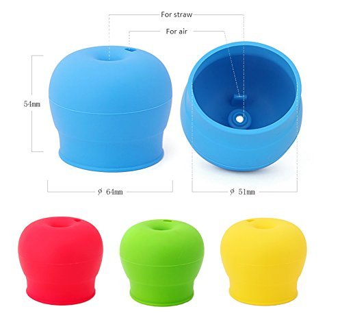 TOUGS Silicone Sippy Straw Cup Lids for Toddlers Babies (5 Pack) - Reusable, Spill-Proof, Durable - Stretches to Cover Tumblers, Yeti Rambler, Mason Jars, Cups and Mugs (Silicone Sippy Cup lids)