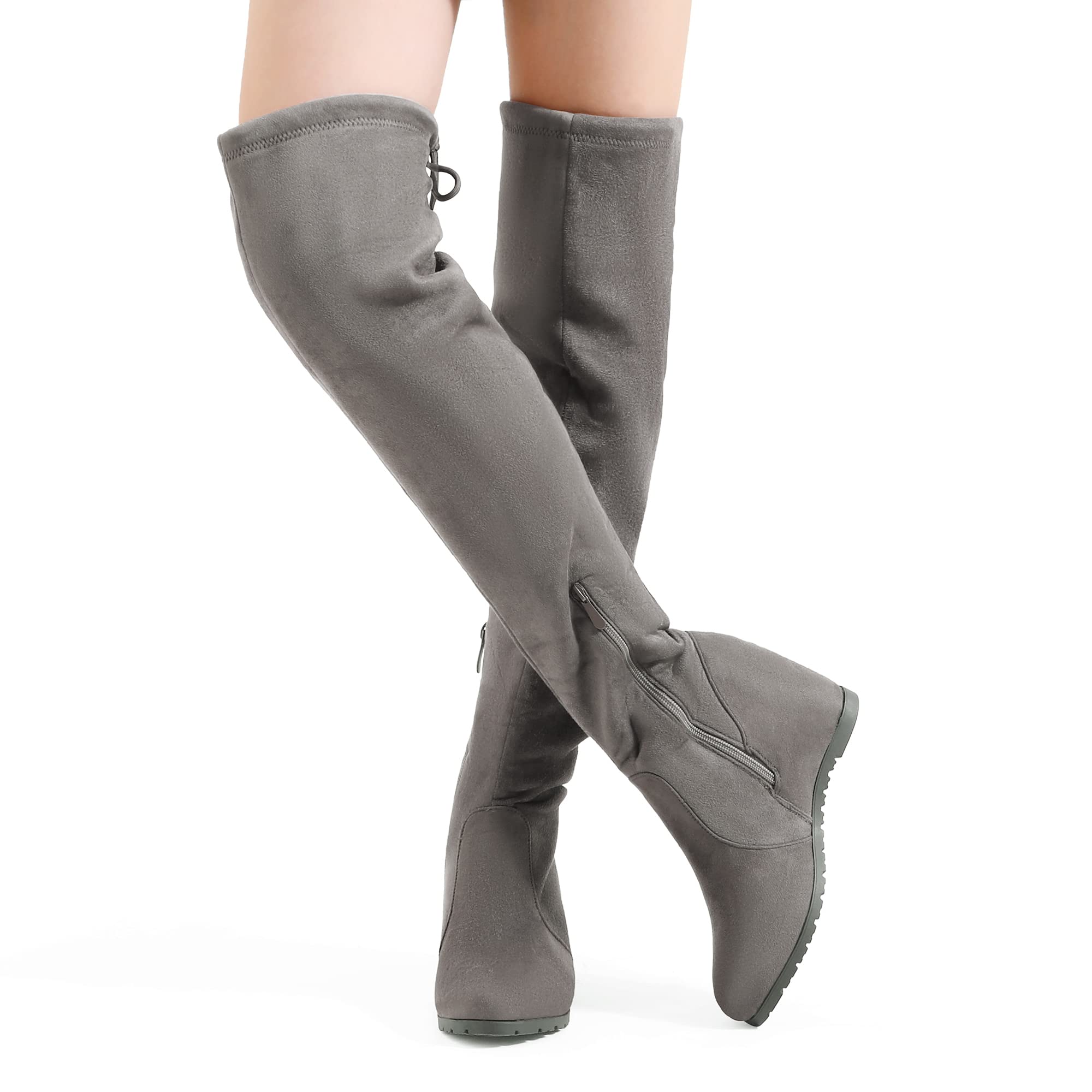 DREAM PAIRS Women's Leggy Black Faux Suede Over The Knee Thigh High Boots - 8 M US