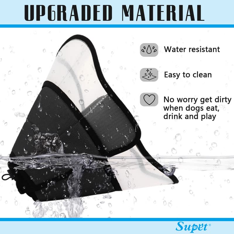 Supet Dog Cone for Dogs After Surgery, Soft Dog Cones for Large Medium Dogs, Comfortable Elizabethan Collar for Dogs to Stop Licking, Adjustable Pet Recovery Collar for Small Dogs