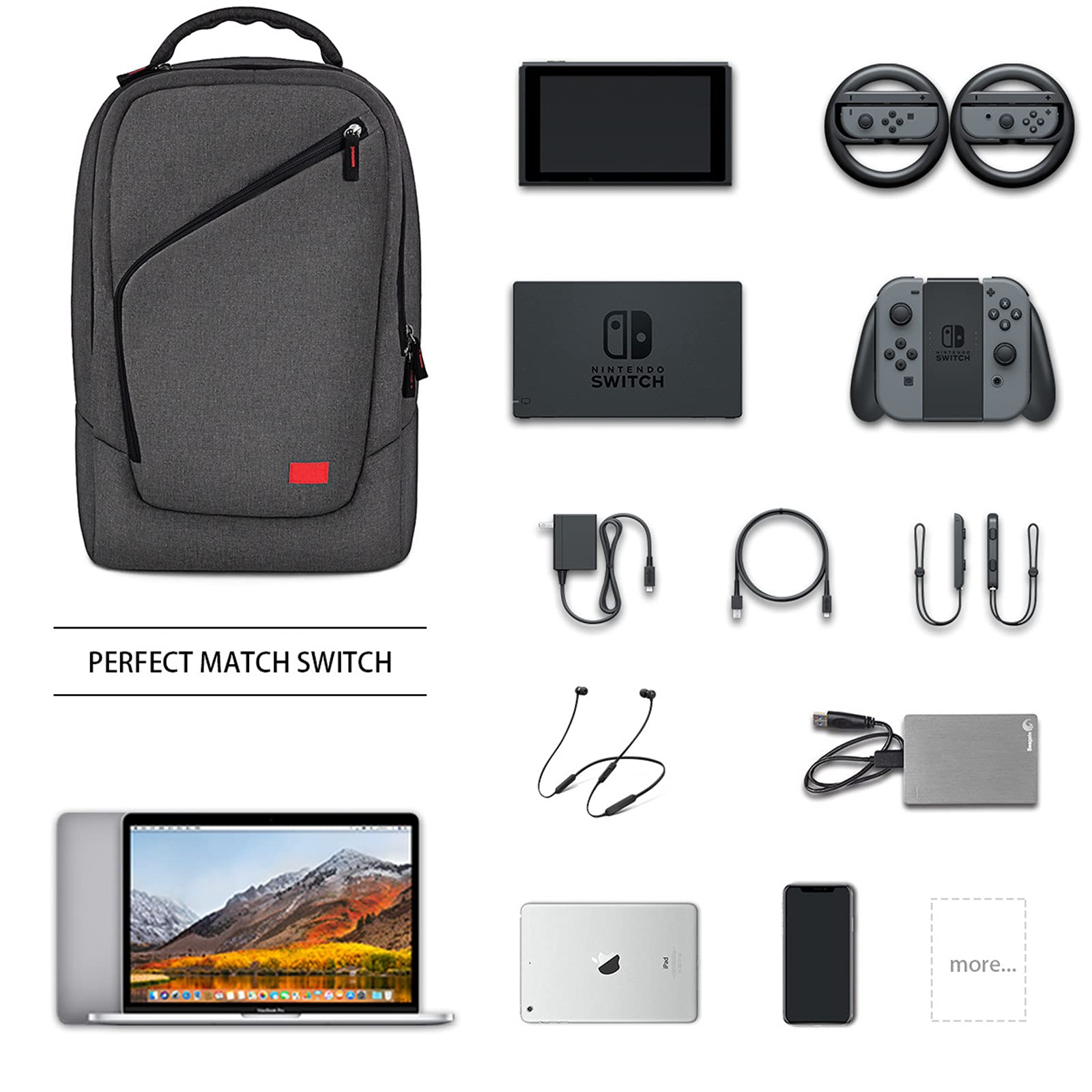 COOWPS Gaming Backpack for Nintendo Switch and Switch OLED Model 2021, Outdoor Portable Travel Bag for Switch Console Pro Controller Accessories/Ps4/Xbox ONE