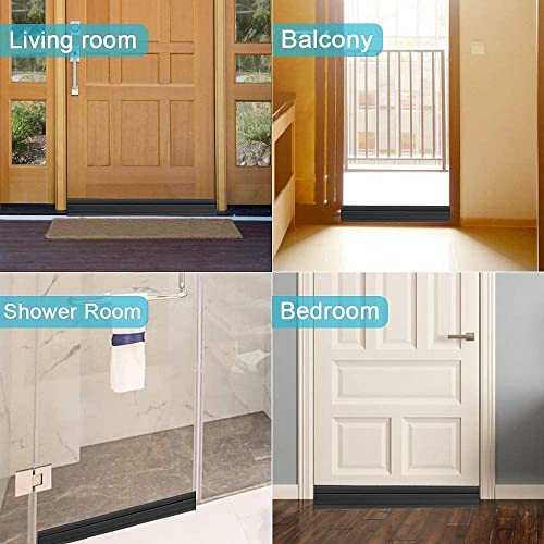 Suptikes 2 Pack Door Draft Stopper,Door Sweep for Exterior & Interior Doors,Door Bottom Seal Dust and Noise Insulation Weather Stripping Draft Guard Insulator, 1-4/5" W x 37" L,Black