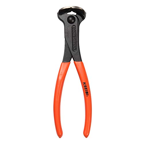 KSEIBI 141150 End Cutting Pliers 7 Inch Grip Handle Black Finish Chrome Vanadium Steel Carpenter Pincer, Nippers Tool, Cat Paw, Nail Remover, Rivet Cutting Pliers, Steel Wire Cutter Construction Tool