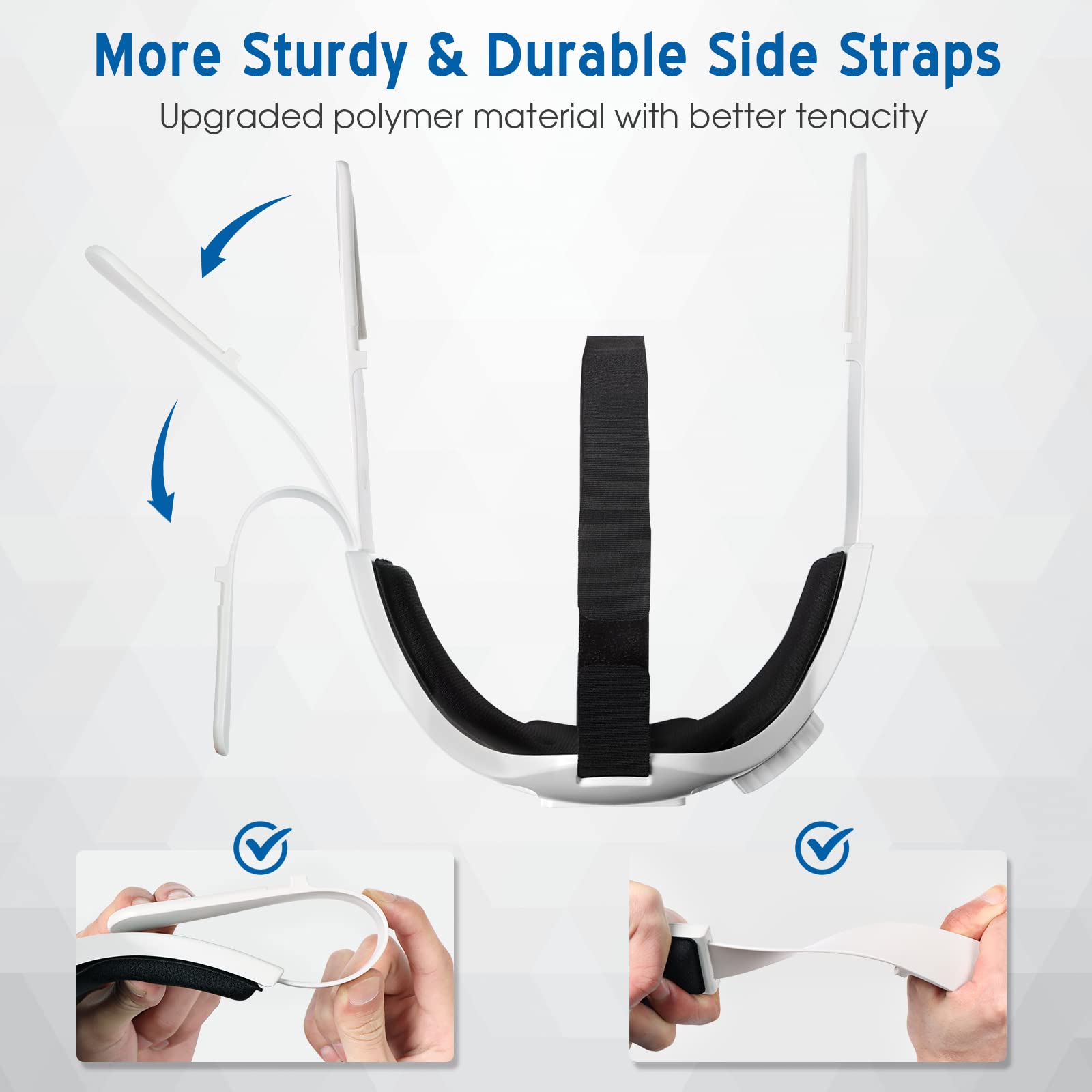 Elite Strap with Battery Holder Bracket for Oculus Quest 2 Compatibly Multiple Sizes Increase Play Time and Balanced Front Weight Reduce Head Pressure Comfortable Oculus Accessories