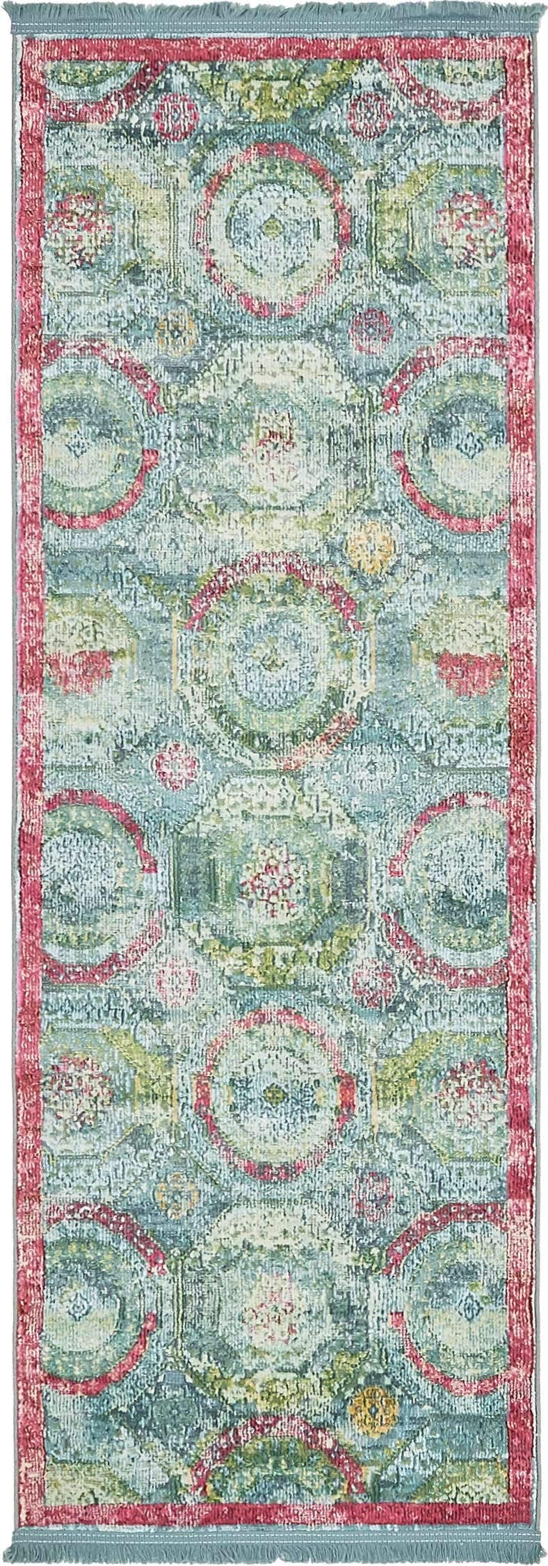 Unique Loom Baracoa Collection Area Rug - Coppelia (2' 2" x 6' 1" Runner, Turquoise/ Gold)