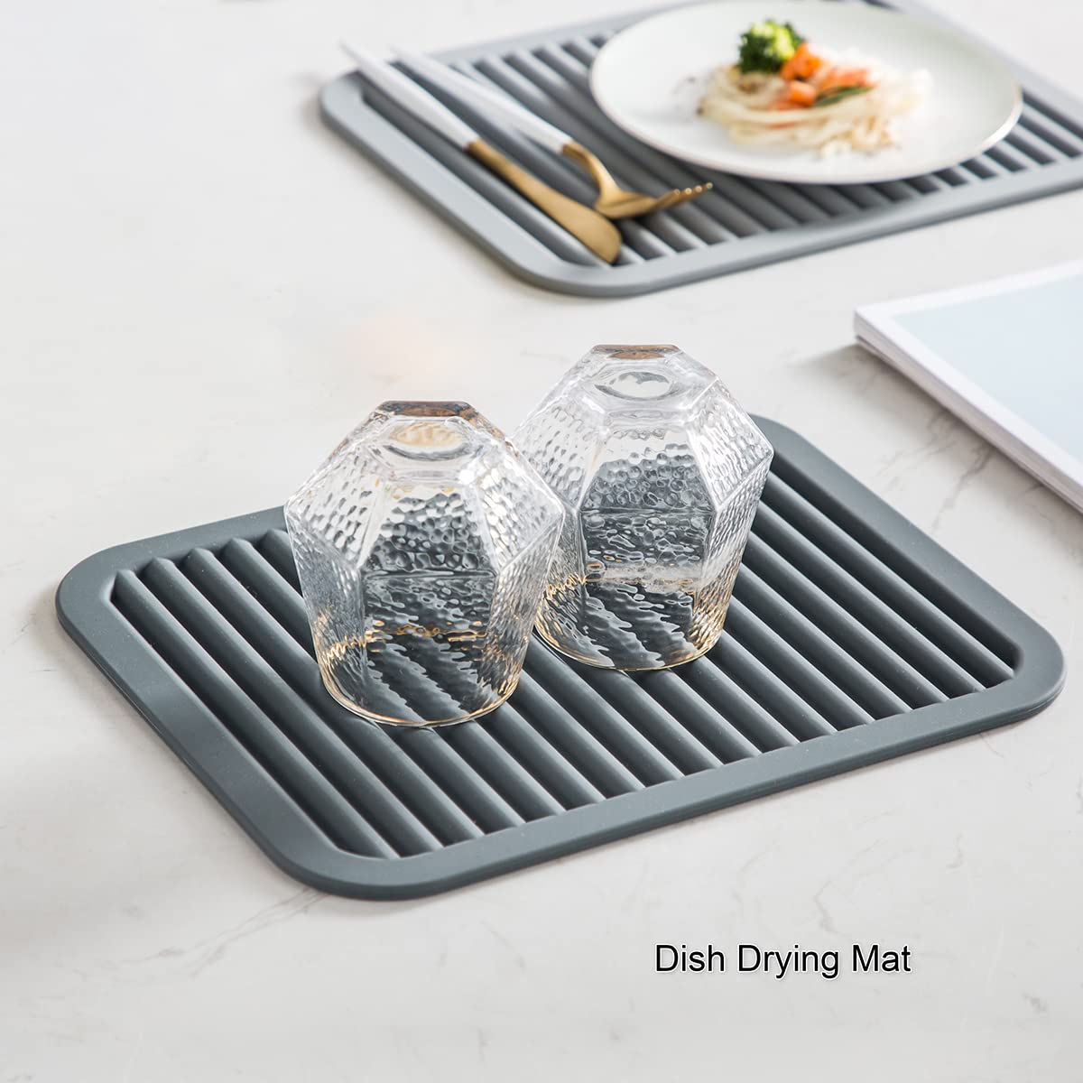 Extra Large, Extra Thick Rectangular Silicone Trivet Mat Set for Hot Dishes,Pots and Pans, Kitchen Hot Pads for Countertop and Table,Dishing Drying Mats, Set of 2 (Merlot Red)