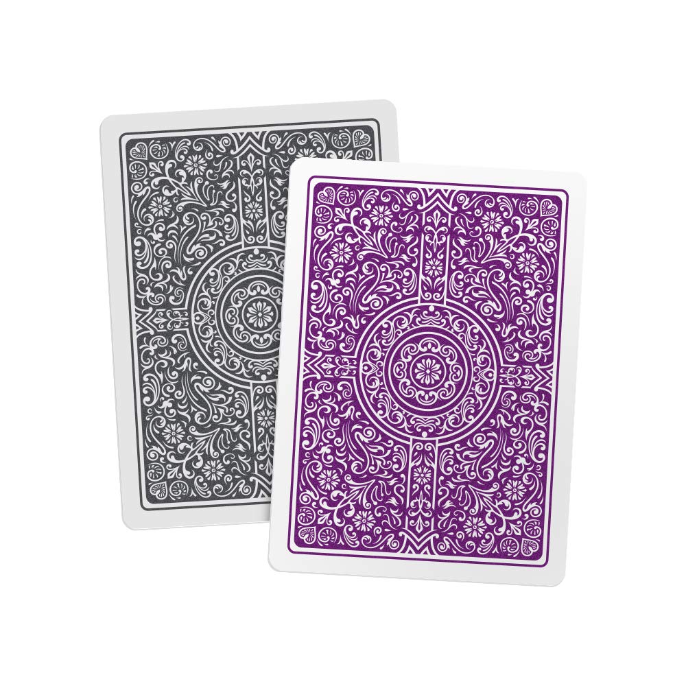 Copag Unique Luxury Design 100% Plastic Playing Cards, Poker Size Jumbo Index Purple/Grey Double Deck Set