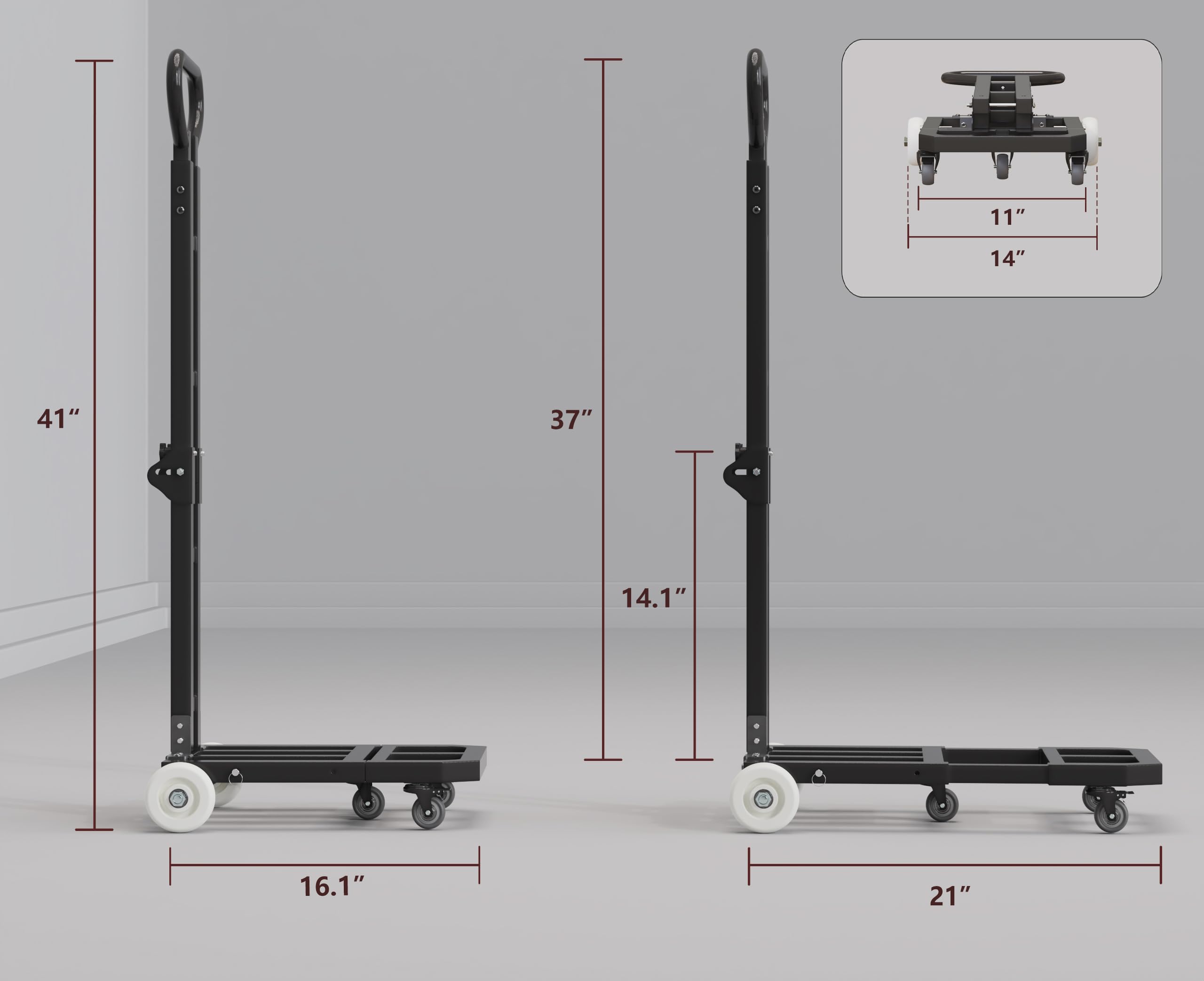 Davcreator Hand Push Truck with Wheels for Moving Furniture Shopping Cart 100LBS Load Capacity