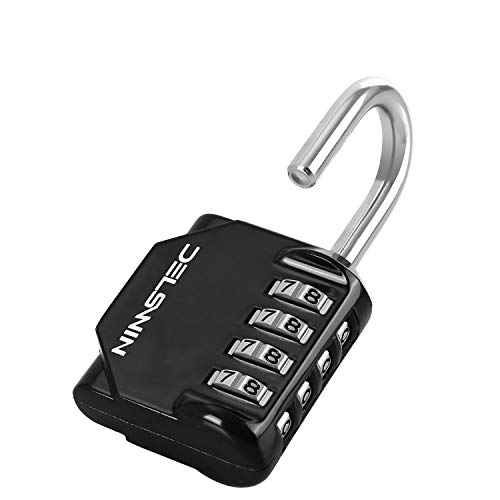 DELSWIN Small Locker Lock, Resettable 4 Digit Combination Padlock for Gym and School Locker,Outdoor Waterproof Combo Lock for Toolbox Hasp Cabinet(Black,1pcs)