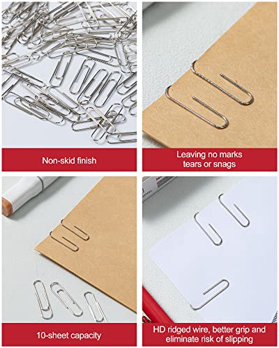 PAPERPAL #1 Nonskid Paper Clips, 2000 Medium Paper Clips (20 Boxes of 100 Each), Bulk Paperclips for Office School & Personal Use, Daily DIY, 1-2/7" Silver Heavy Duty Non-Skid Paper Clip Standard Size