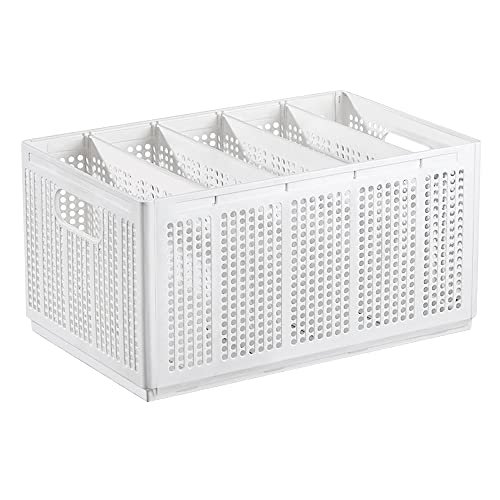 MILILOVE 1 Pack Closet Drawer Organizer, With 4 Dividers, X-Large Size 17.7 * 11.4 * 9.1ā Collapsible Plastic Closet Storage Basket Bins Cubes Organizer with Handles for Robe T-Shirt Pants