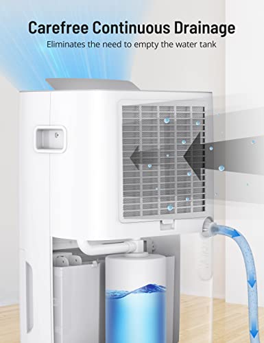 PARIS RHÔNE Dehumidifier with Pump, 5000 Sq. Ft Energy Star Dehumidifiers for Large Room Drain Hose Portable Dehumidifier for Basement 80° Oscillation, Auto Shutoff