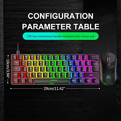 Qksky Mechanical Gaming Keyboard Green/Red Switch 62 Keys USB Wired Gaming Keyboard with 18 RGB Lights Effect Desktop PC Gamer Green switches