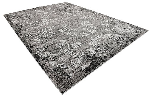 Unique Loom Outdoor Botanical Collection Area Rug - Manchester (9' x 12' 2" Rectangle, Light Gray/ Black)