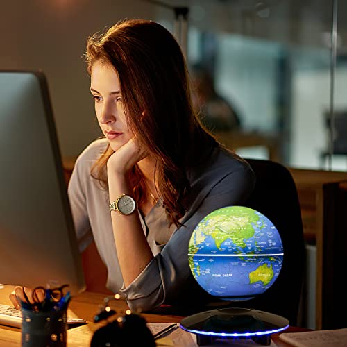 Magnetic Levitation Globe,-6 inch Levitating Globe Lamp World Map Floating & Spinning in the Air for Educational Piece for Kids,Office Decor ,Cool GadgetS Birthday Halloween Christmas Gifts