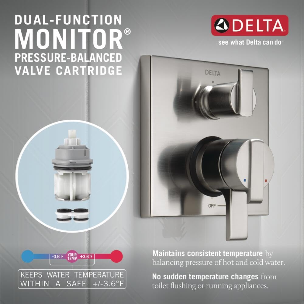 DELTA FAUCET T27876-BLLHP 17 Series Integrated Three Function Less Handle Shower Trim with Diverter, Matte Black