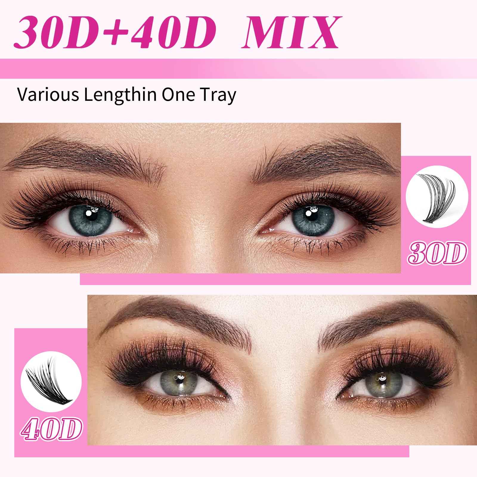 DIY Lash Extension Kit,280 Pcs Lash Clusters with Bond and Seal Cluster Lashes,Eyelash Glue and Lash Tweezers Applicator Tool, 9-16mm D-Mix Curl DIY at Home