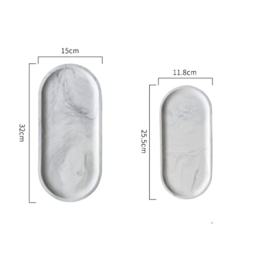 SUSOSU Breakfast Tray White Marble Ceramic Jewelry Storage Tray Oval Ellipse Fruit Tray Decorative Plate Food Dessert Dish Tableware (Size : Large)