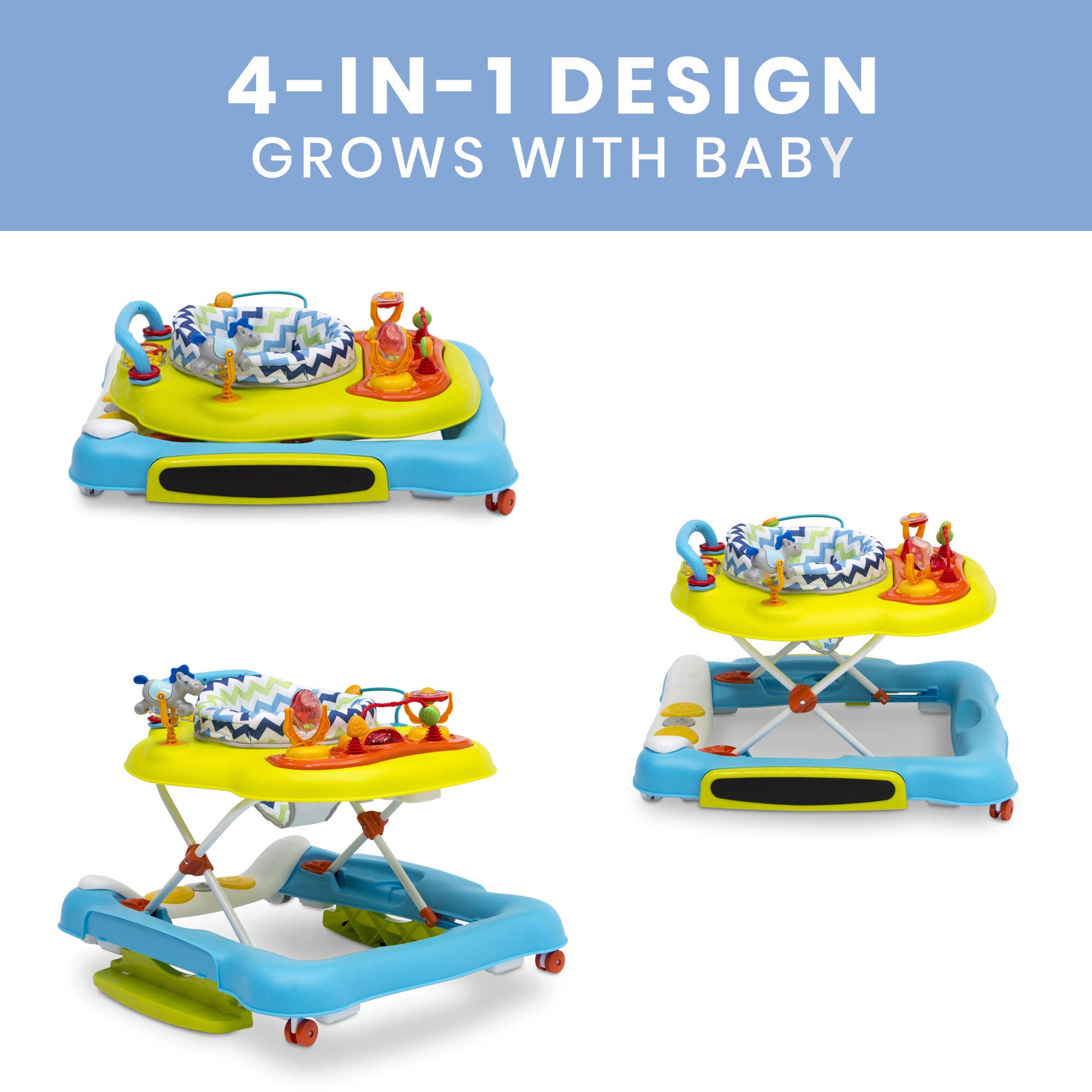 Delta Children 4-in-1 Discover & Play Musical Walker, Scribble