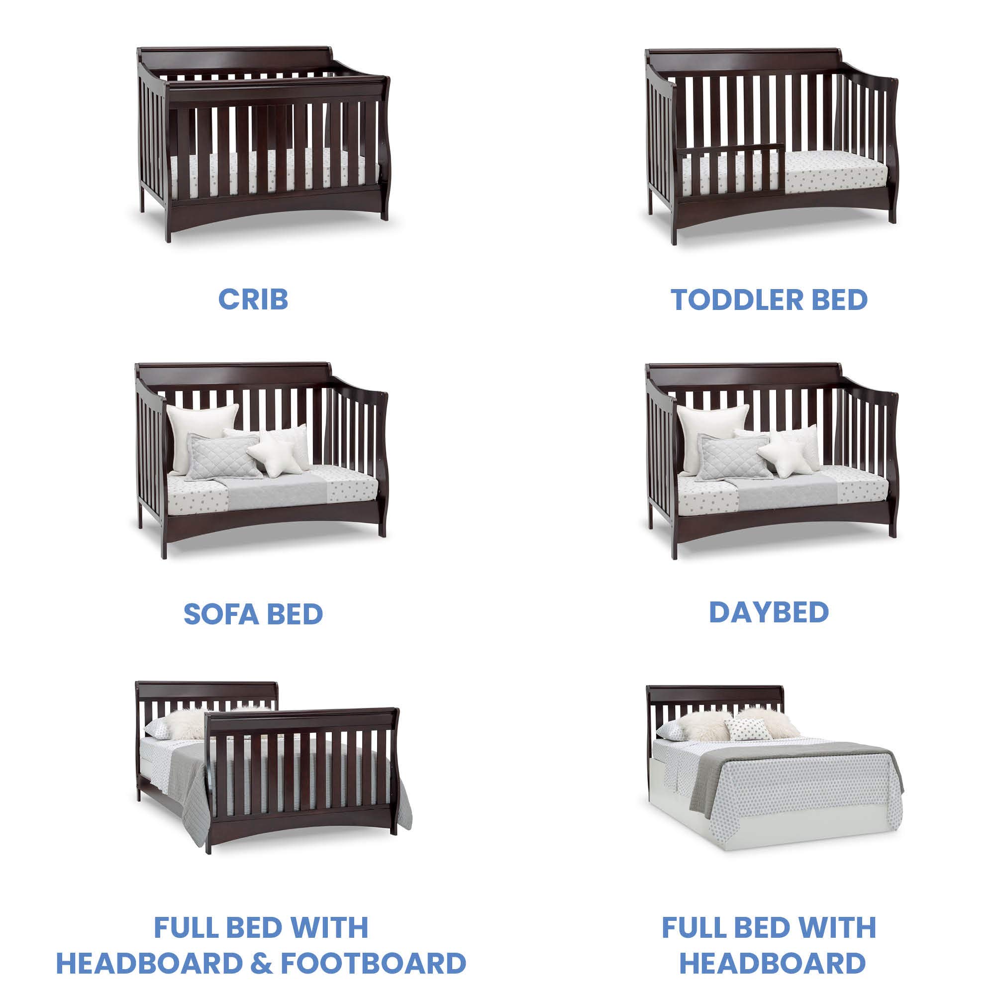 Delta Children Bentley S Series Deluxe 6-in-1 Convertible Crib, Dark Chocolate