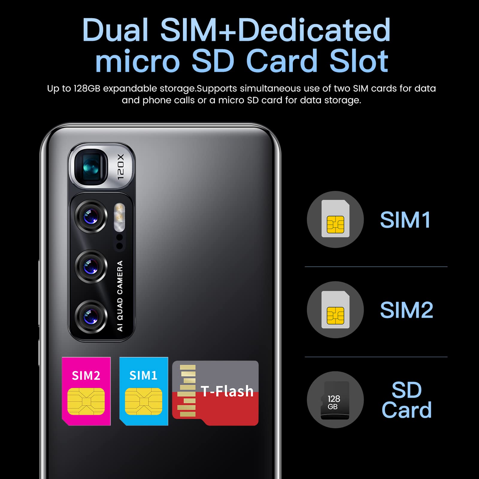 GLCMN Mobile Phones,Android 6.1 Dual Card Dual Standby Card Expansion Resolution 854 * 480 Multi-Language Support M10 Plus-A