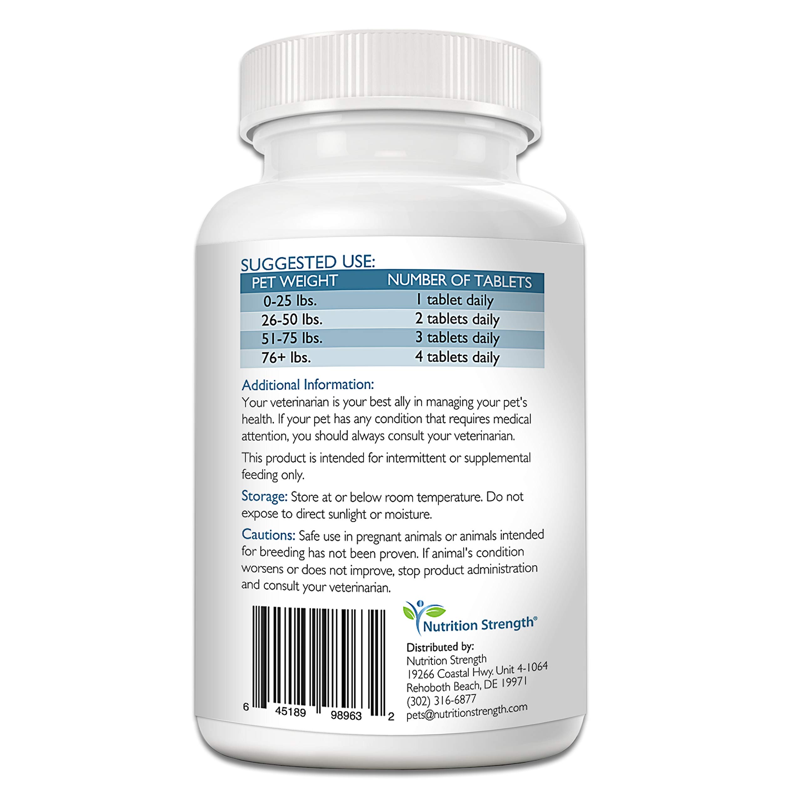 Nutrition Strength Adrenal Support for Dogs, Support for Dogs with Cushing's Disease, Maintain a Healthy Coat and Skin, Promote Normal Urination, Thirst and Appetite, 120 Chewable Tablets