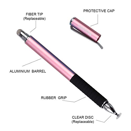 Stylus pens for Touch Screens(2 Pcs),Universal Stylus,[2-in-1] 2022 Updated Pens for All Touch Screens Cell Phones, Tablets, Laptops with 6 Replacement Tips(4 DiscsTips, 2 Fiber Tips)