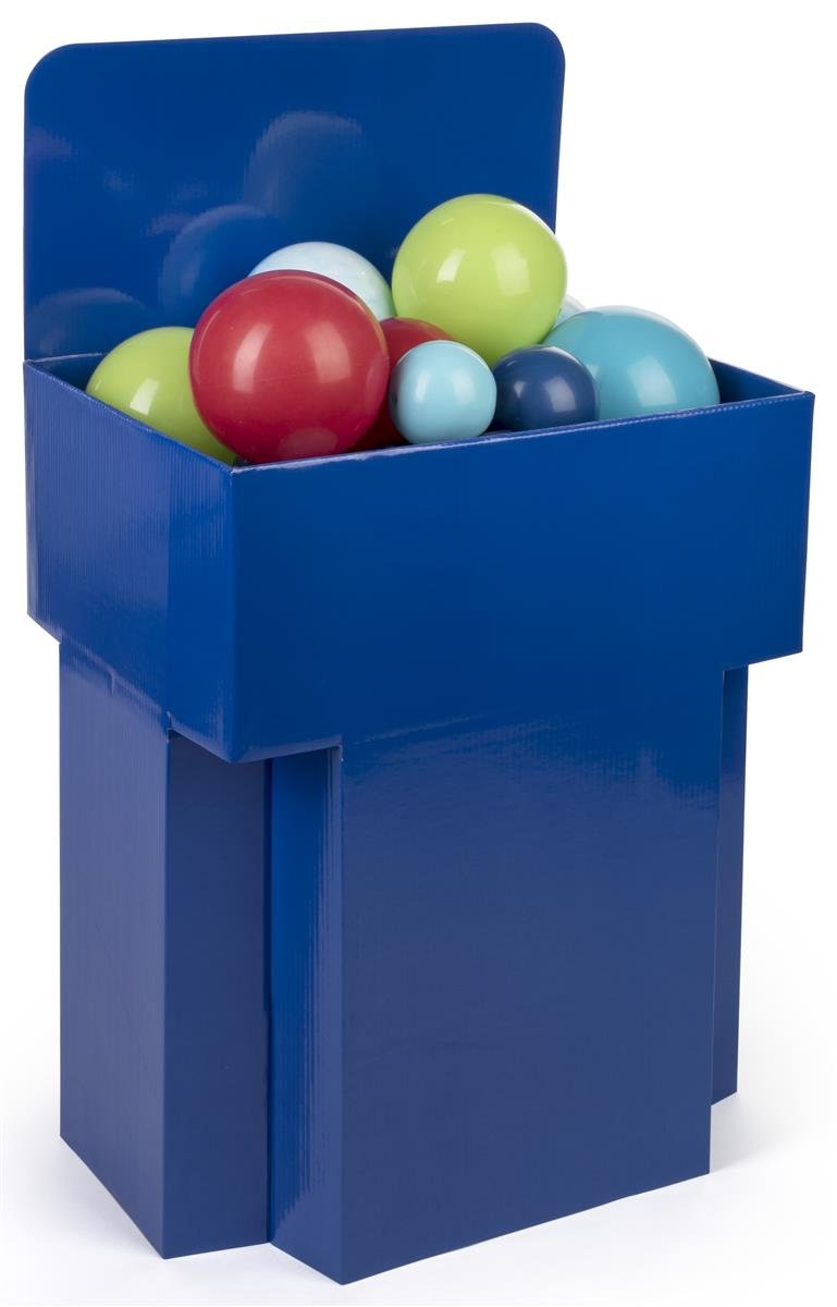 Displays2go Set of 5, Single-Cell Dump Bin, Floor-Standing, Removable Header - Corrugated Cardboard, Blue