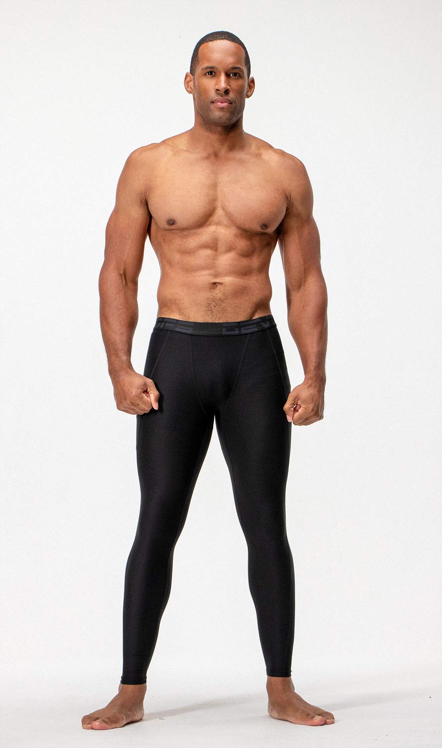 DEVOPS 2 Pack Men's Compression Pants Athletic Leggings with Pocket (Medium, Black/Charcoal)