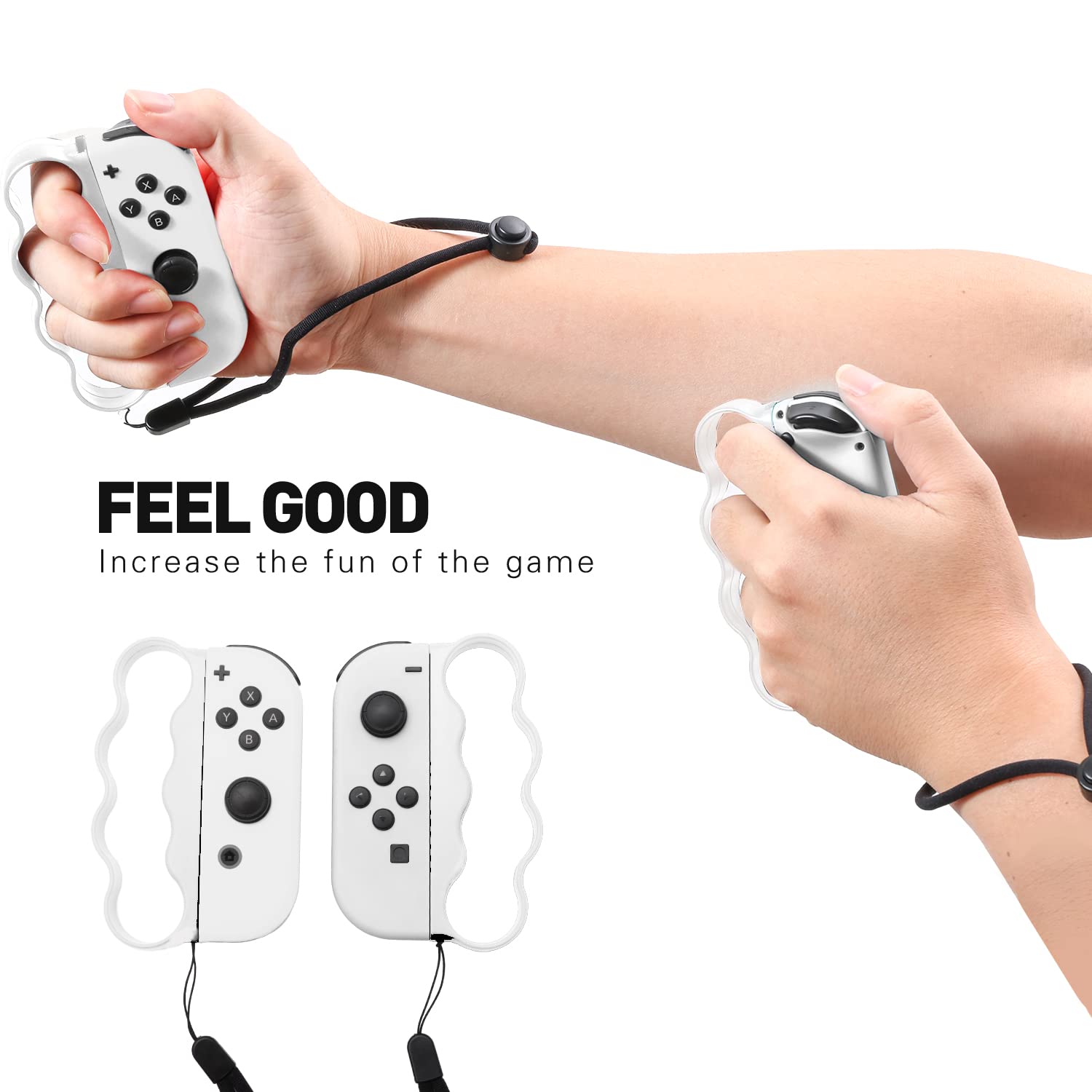ECHZOVE Grips for Fitness Boxing Switch, Controller Accessories Compatible with Nintendo Switch Sports and Switch Boxing Game, 2 Packs-White