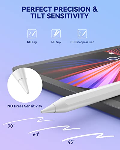 Stylus Pen for iPad with Palm Rejection, Tilt Sensitivity, ZVFBC iPad Pencil for Touch Screens Compatible with iPad Air 3rd/4th/5th, iPad Pro 11/12.9 inch, iPad 6th/7th/8th/9th/10th, iPad Mini 5th/6th